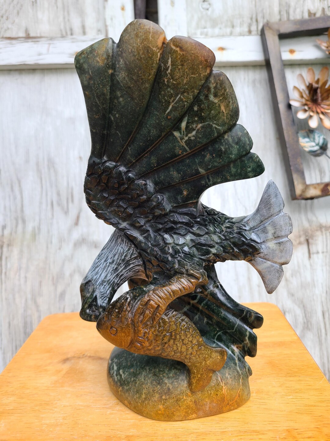 Bald Eagle, Fishing, Handmade Statue Carved From Serpentine Stone - Etsy