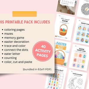 40 Printable Easter Activity Book Includes Coloring Pages, Activity ...