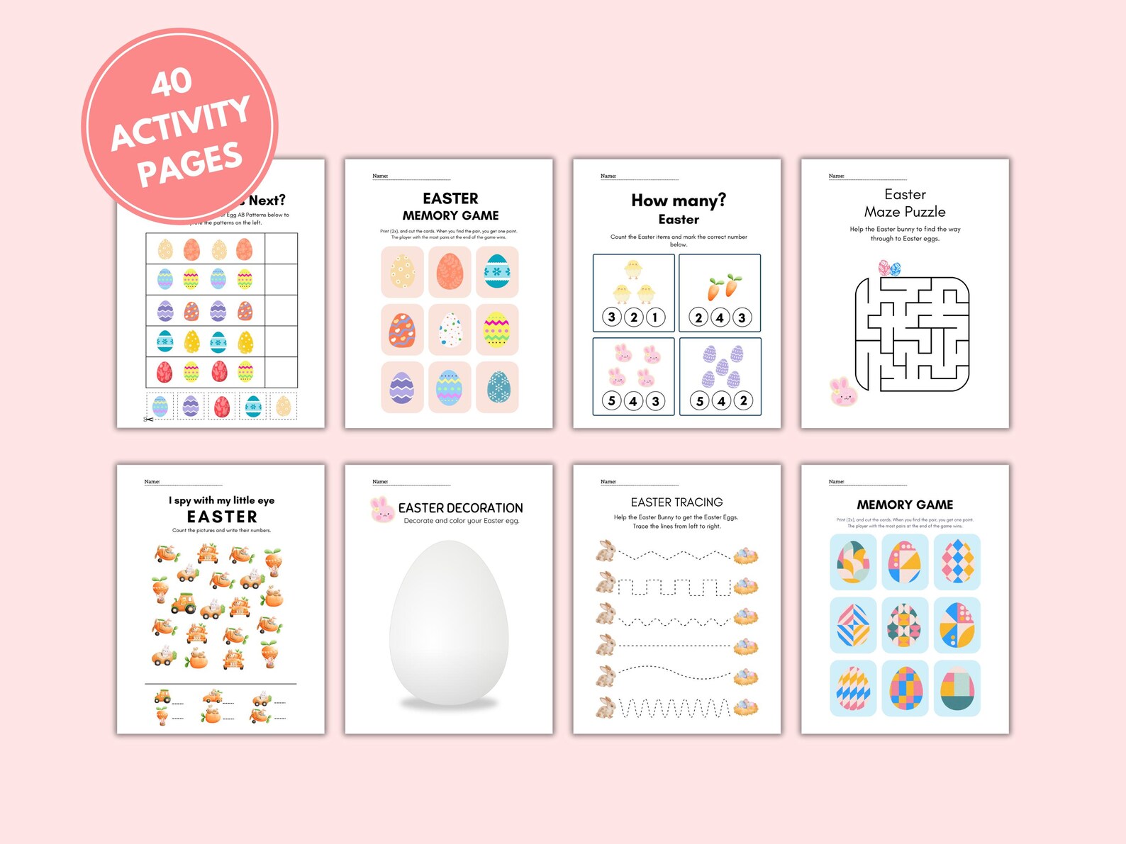 40 Printable Easter Activity Book Includes Coloring Pages, Activity ...