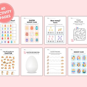 40 Printable Easter Activity Book Includes Coloring Pages, Activity ...