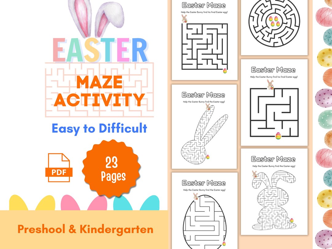 Easter Maze Activity Printable 23 Fun Mazes for Kids Easy to Hard ...