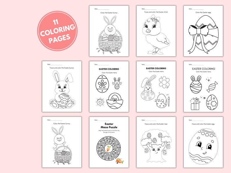 40 Printable Easter Activity Book Includes Coloring Pages, Activity ...