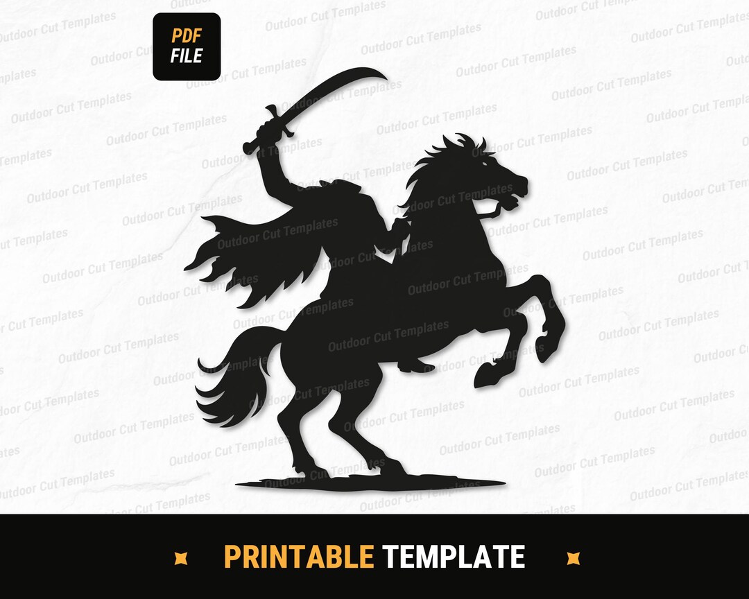 Headless Horseman Silhouette Template – Printable Trace and Cut ...