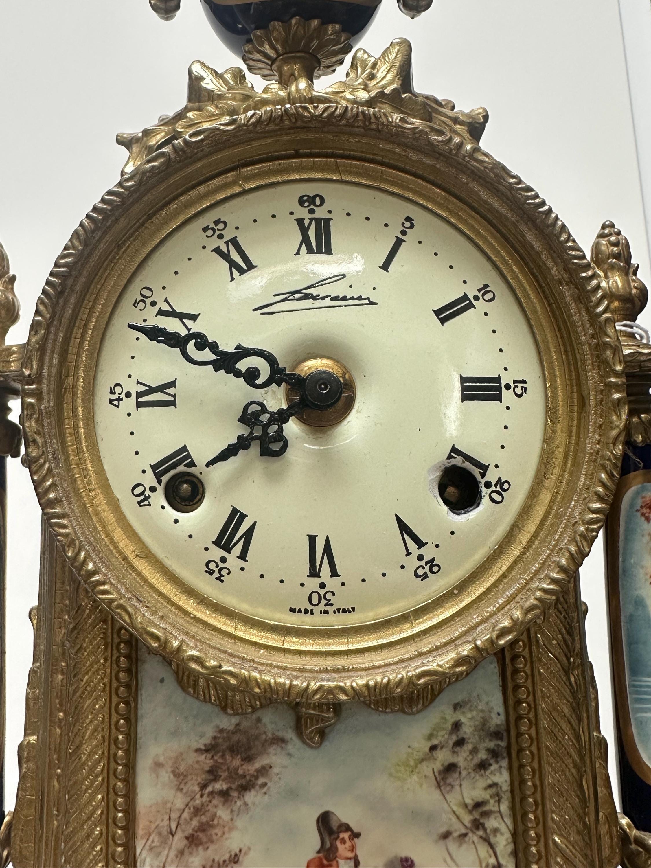 Lancini Italian Bronze Mantel Clock - Mechanical F. Hermle With Two ...