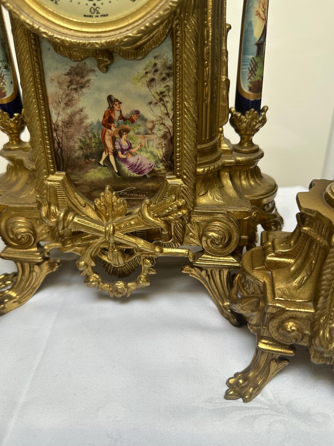 Lancini Italian Bronze Mantel Clock - Mechanical F. Hermle With Two ...