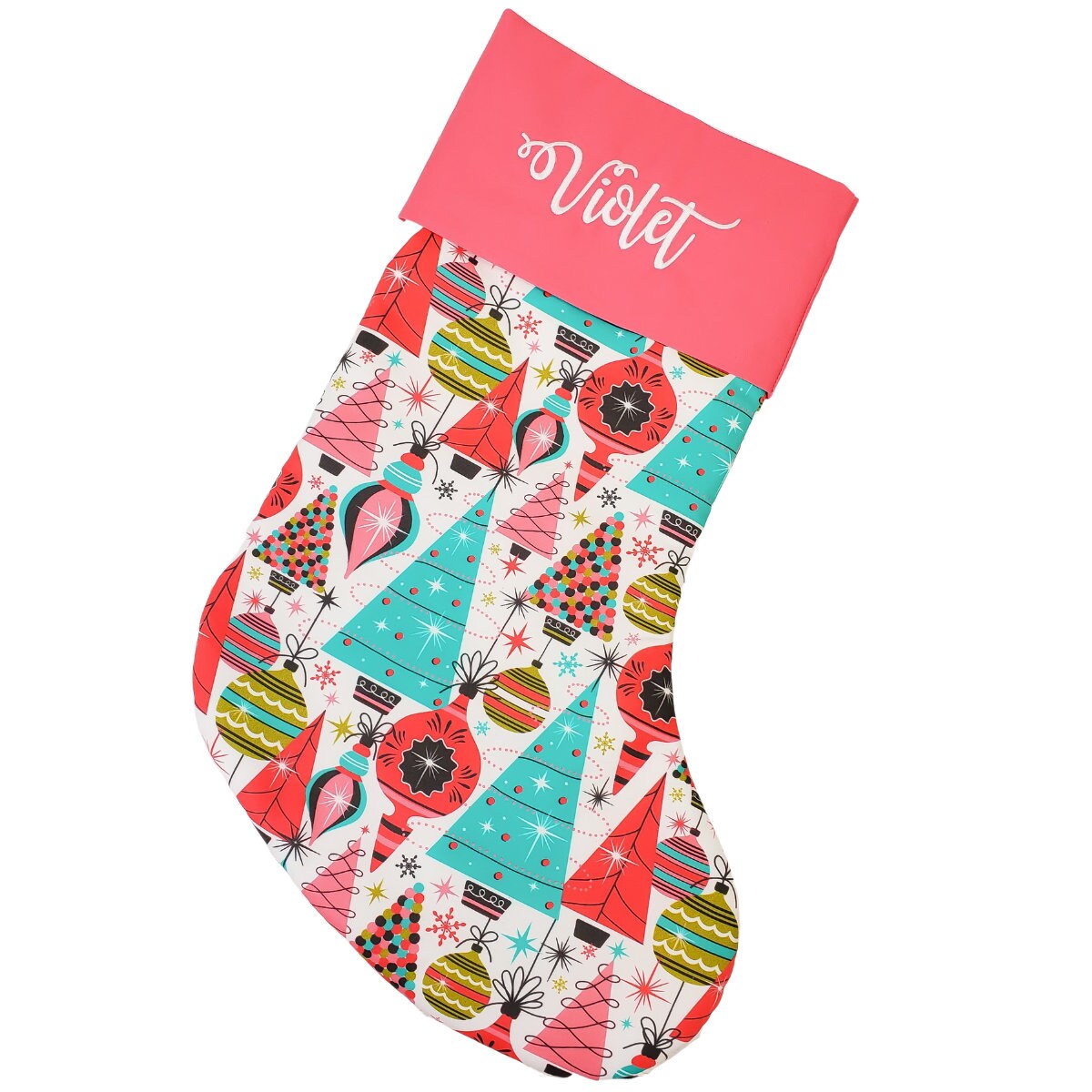Pink Christmas Stocking Personalized Stocking Christmas Trees - Etsy UK