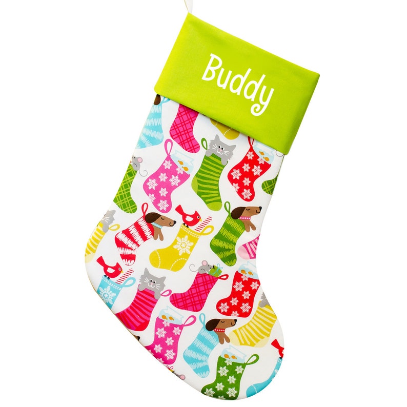 Christmas Stocking for Dogs and Cats Pets Pink and Green | Etsy