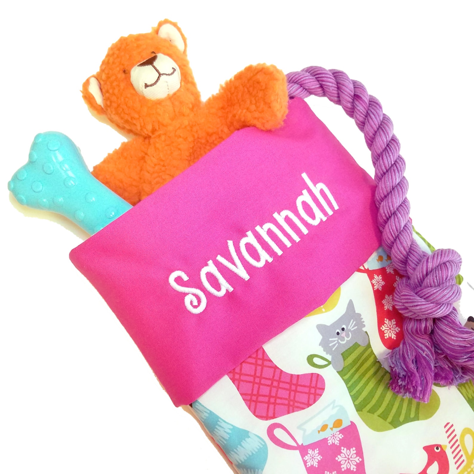 Christmas Stocking for Dogs and Cats Pets Pink and Green - Etsy