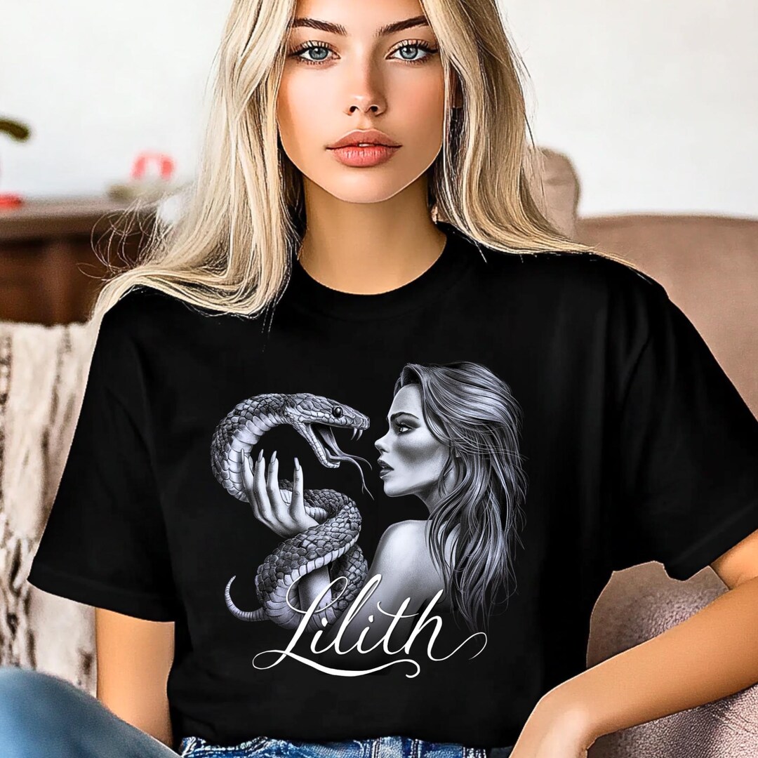 Lilith Serpent T-shirt, Gothic Dark Goddess Art, Occult Mythology Tee ...