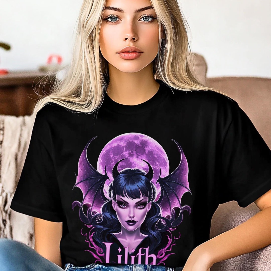 Gothic Lilith T-shirt | Winged Goddess Lilith Shirt | Seductive Lilith ...