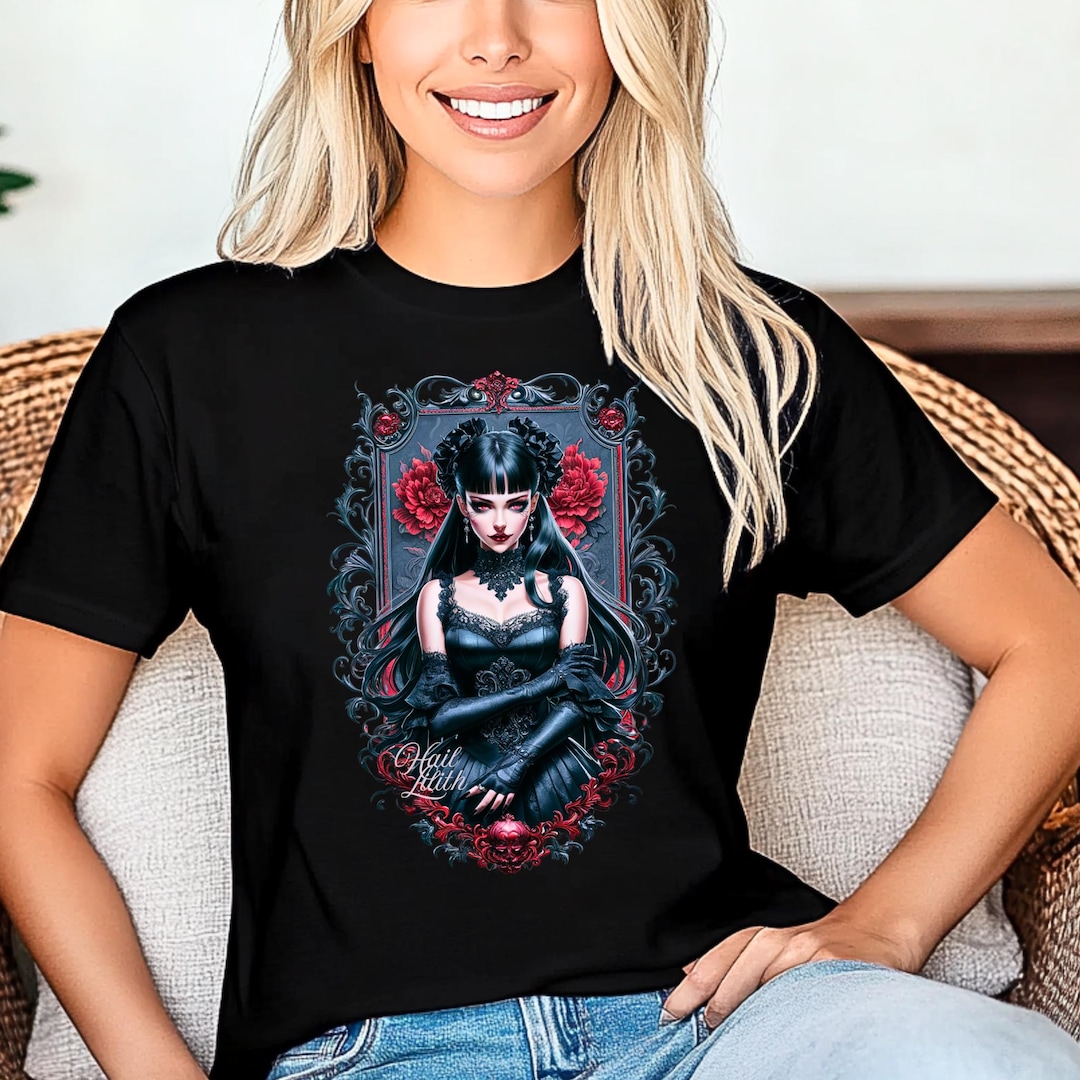 Gothic Lilith Shirt, Dark Romance Victorian Gothic Queen Tee, Floral ...