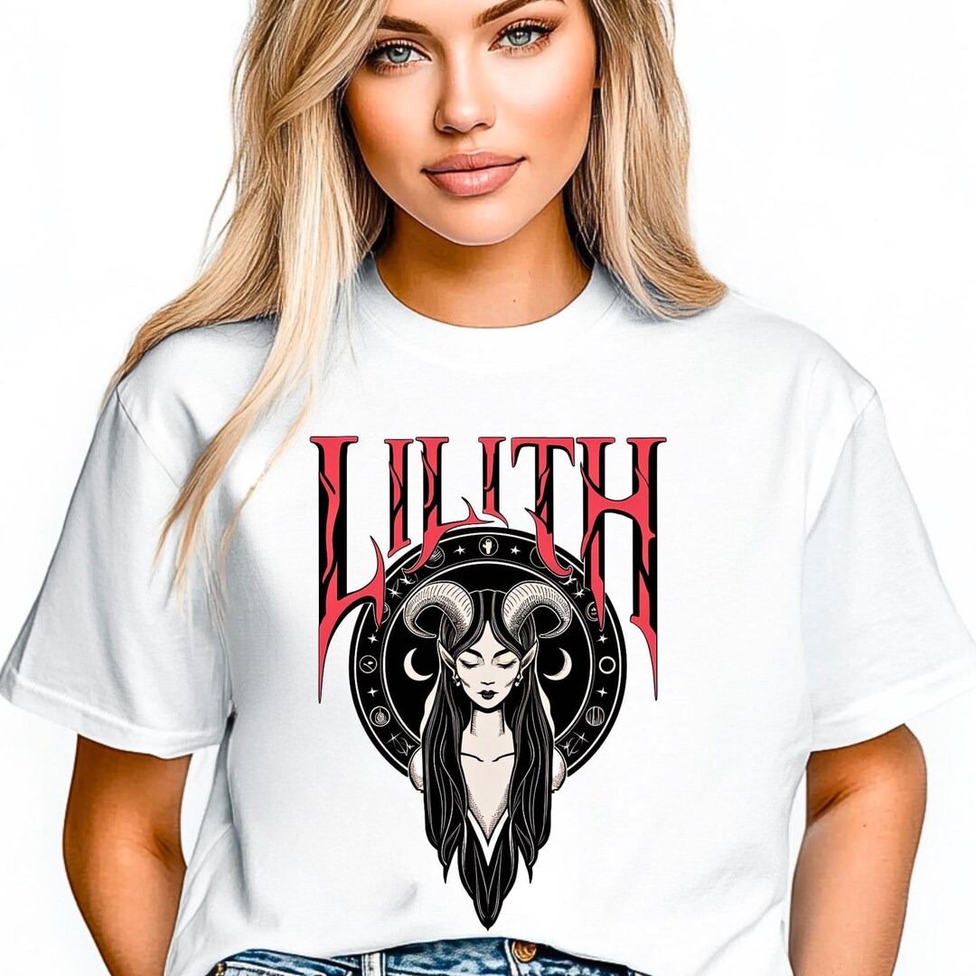 Lilith Occult Shirt, Dark Gothic Aesthetic, Horned Goddess Art, Witchy ...