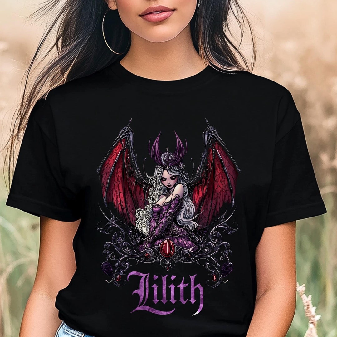 Dark Goddess Lilith T-shirt | Winged Goddess Lilith Shirt | Seductive ...