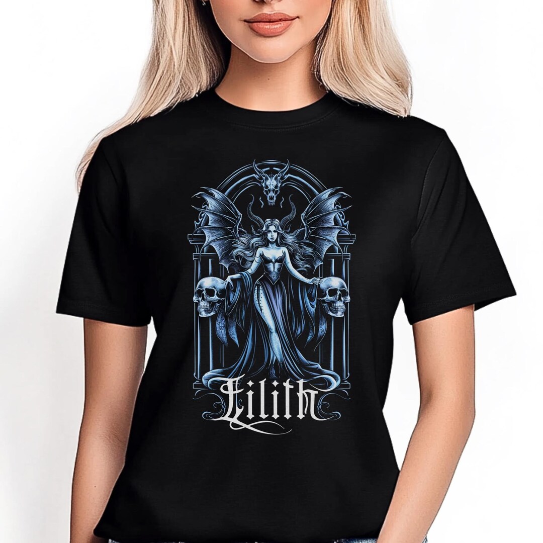 Lilith T-shirt | Gothic Winged Design With Skulls | Dark Fantasy Art ...