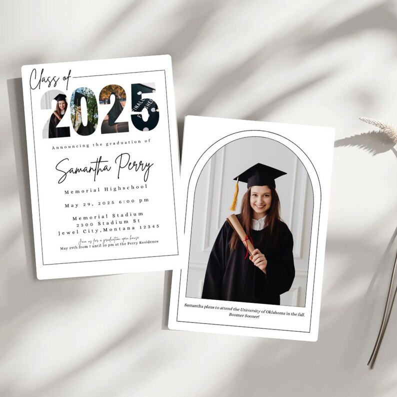 Modern Graduation Announcement Card, Minimalist Senior Announcement ...
