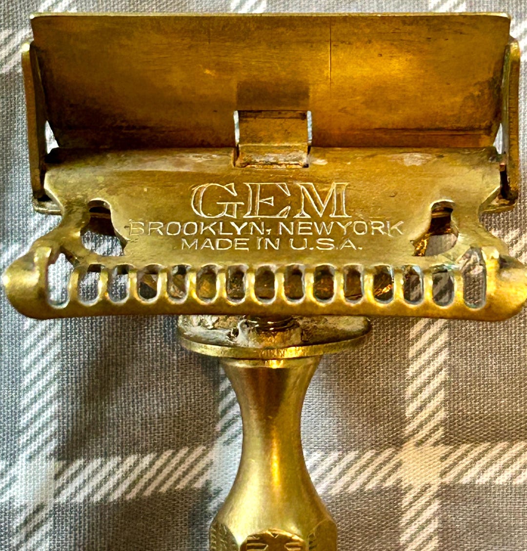 Antique Gem Single Edge Safety Razor Brass Patented 1912 Circa 1920s ...