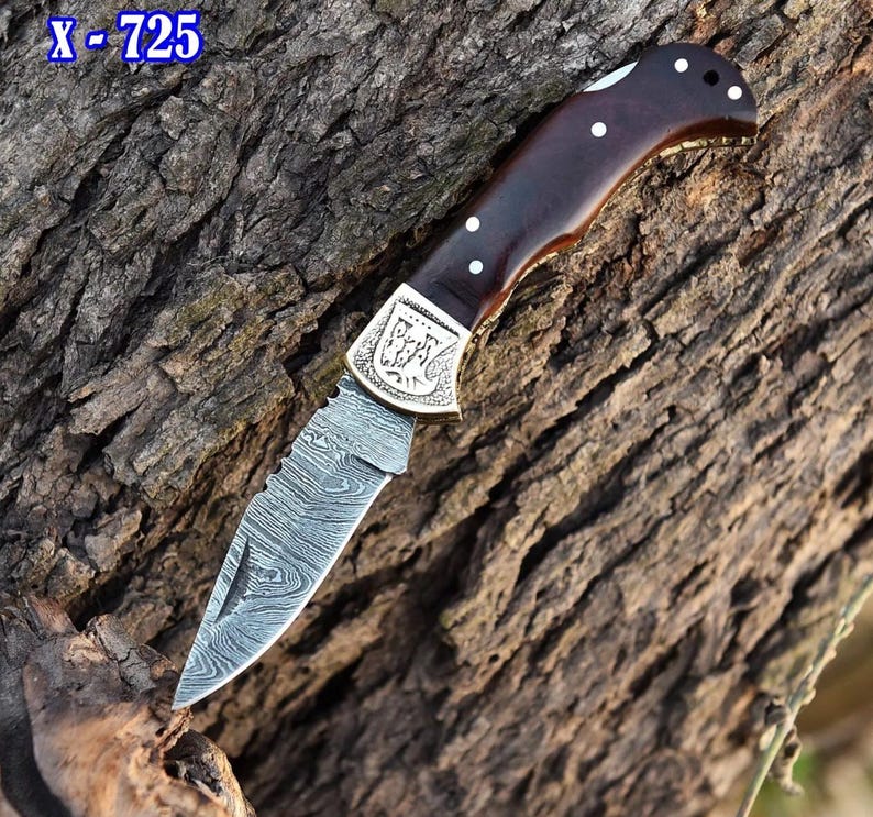 Custom Handmade Damascus Pocket Knife Folding Knife Handmade Lock Back ...