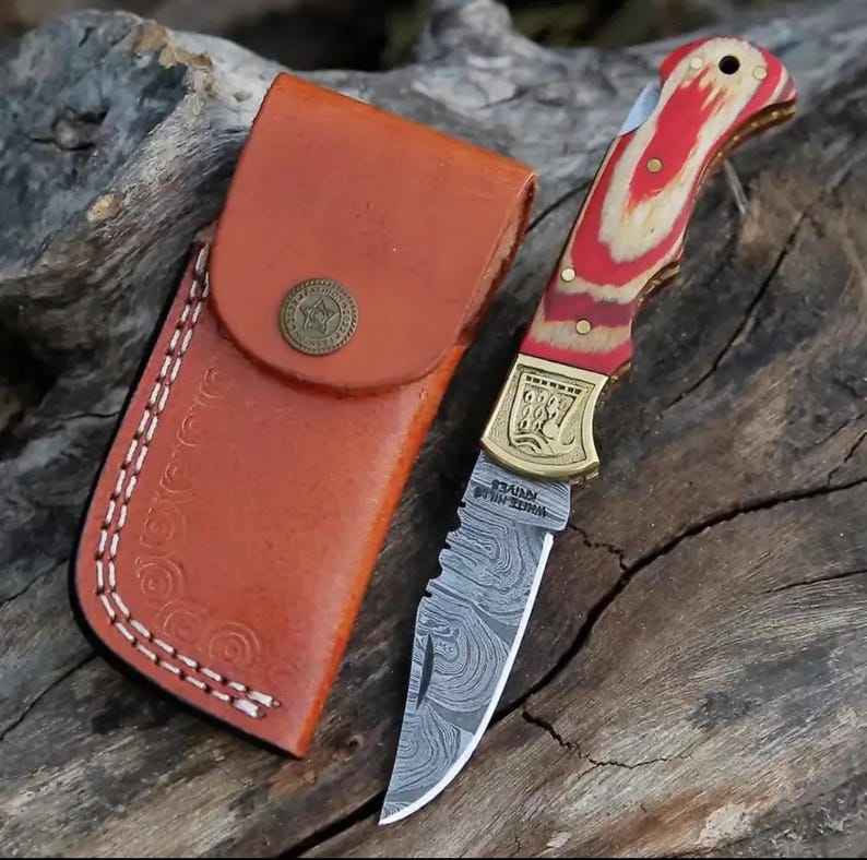 Custom Handmade Damascus Pocket Knife Folding Knife Handmade Lock Back ...