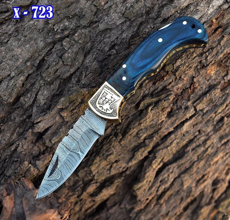 Custom Handmade Damascus Pocket Knife Folding Knife Handmade Lock Back ...