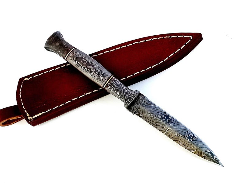Handmade Damascus Dagger Boot Knife With Leather Sheath - Etsy