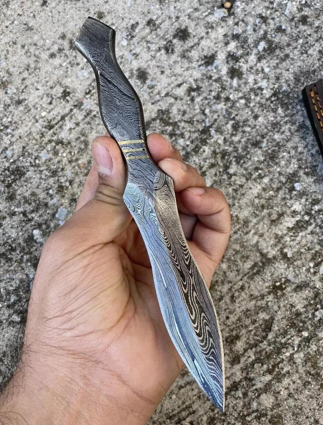 Arkansas Toothpick Custom Handmade Damascus Fix Blade Double Edge Hunting Survival Dagger With ...