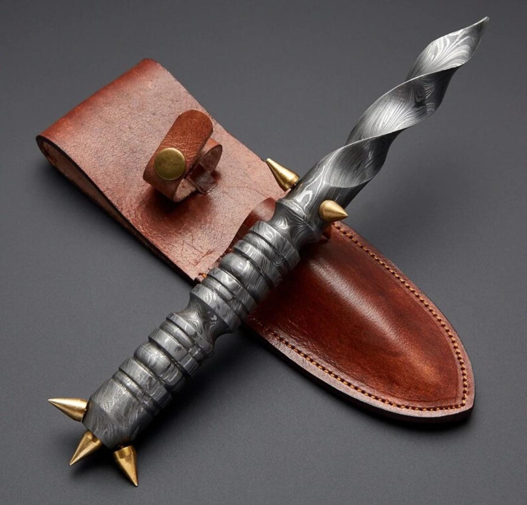 Handmade Damascus Dagger Boot Knife With Leather Sheath - Etsy