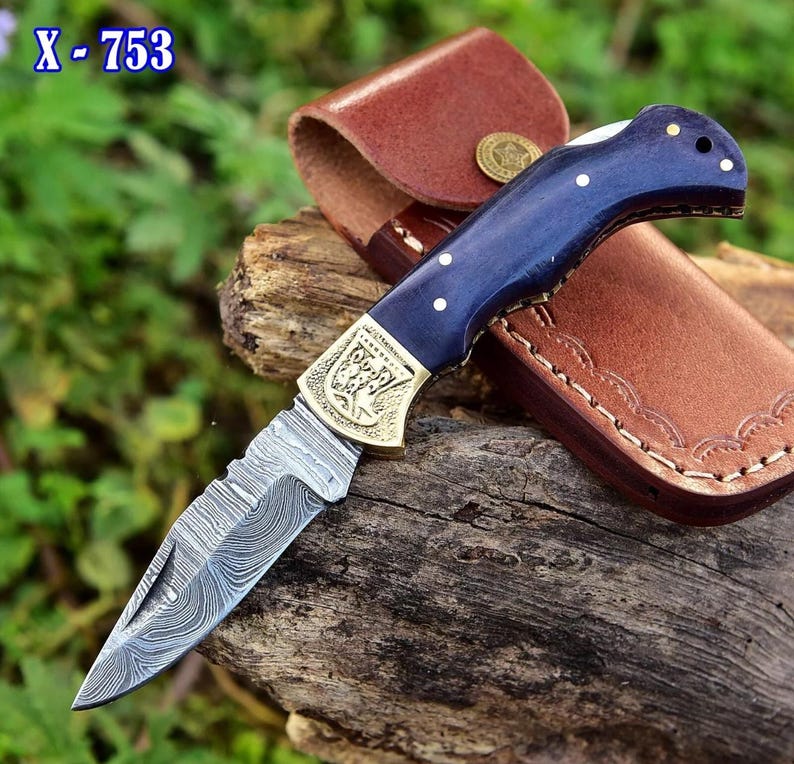 Custom Handmade Damascus Pocket Knife Folding Knife Handmade Lock Back ...