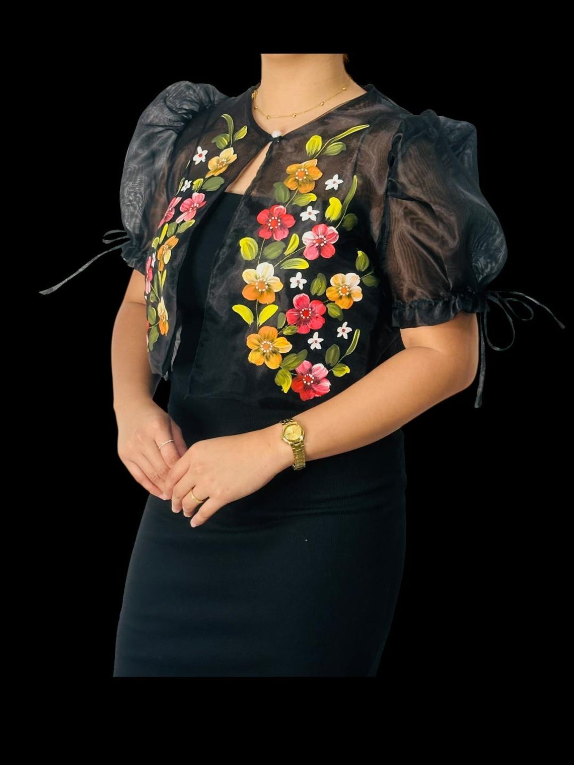 Formal Hand Painted Top/blouse Black - Etsy