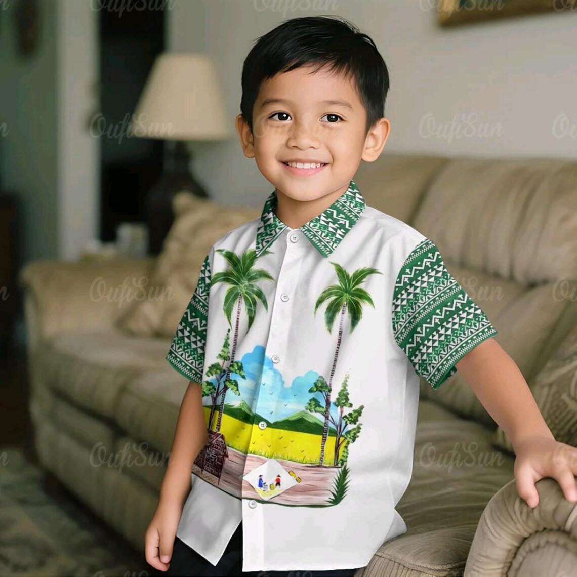 Kids Boys Philippine Filipino Barong Formal Polo Shirt Sublimation ...