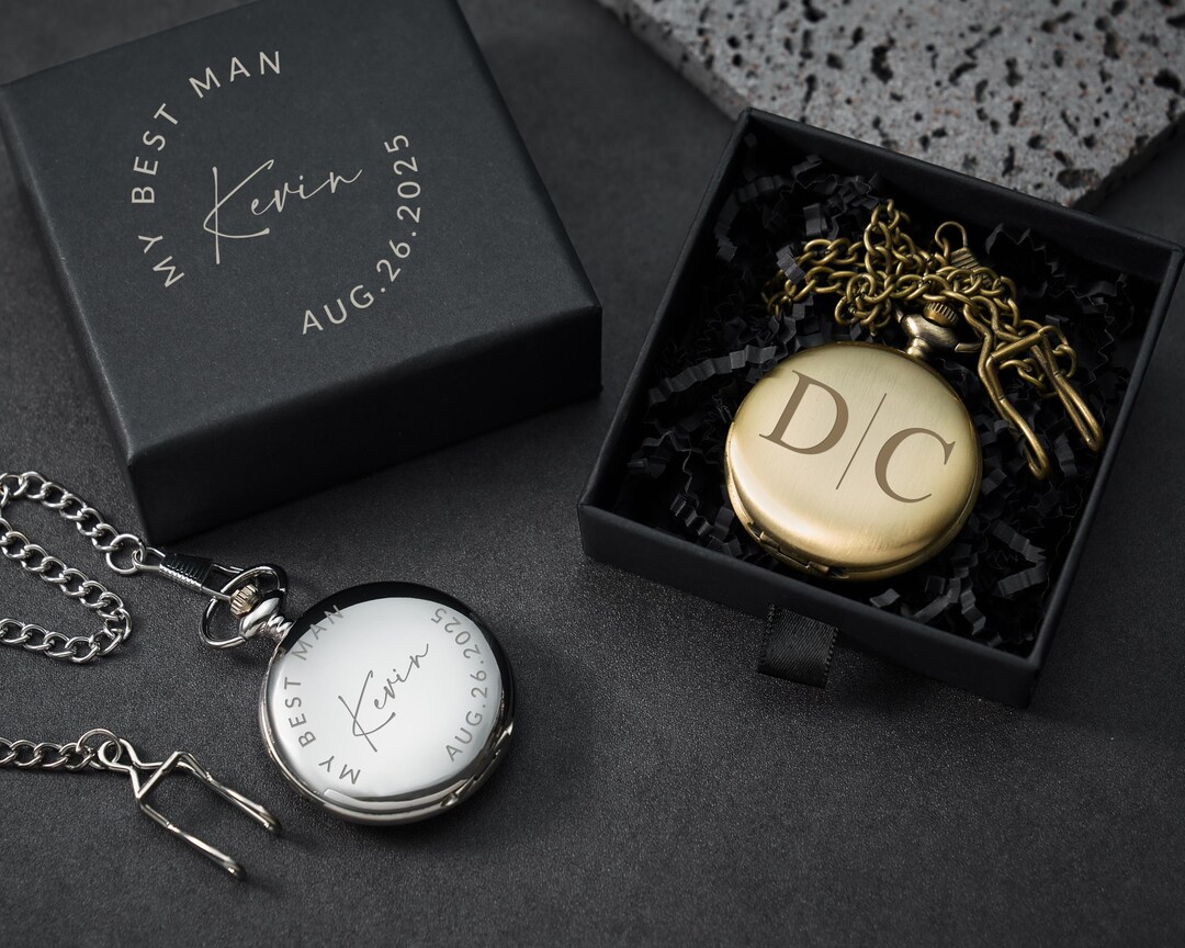 Custom Pocket Watch With Gift Box, Vintage Style Watch for Him ...