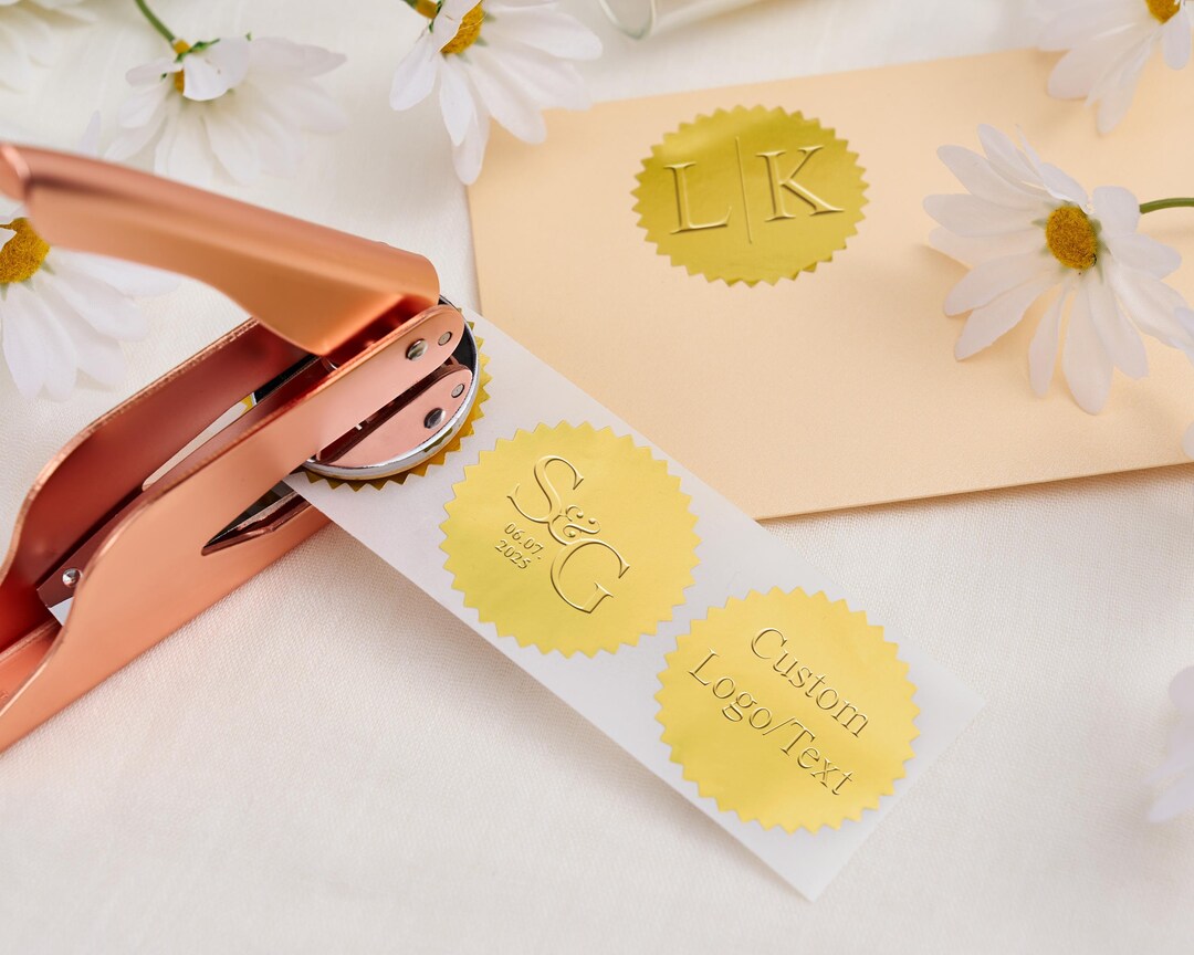 Custom Wedding Embosser Stamp, Personalized Monogram Seal, Custom ...