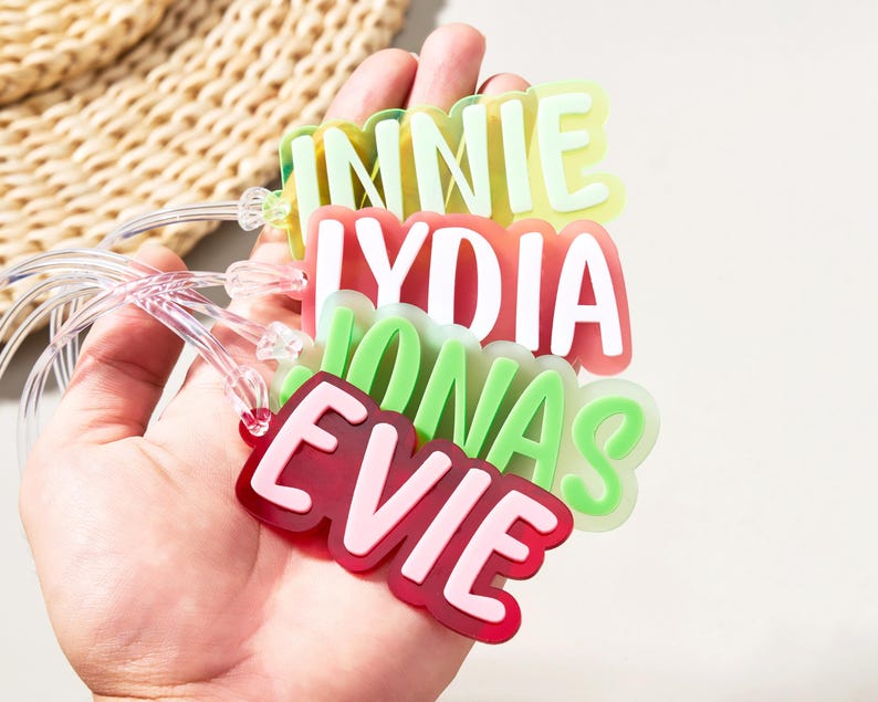Personalized Bag Name Tag Keychain, Backpack Name Tag Charm for Her ...