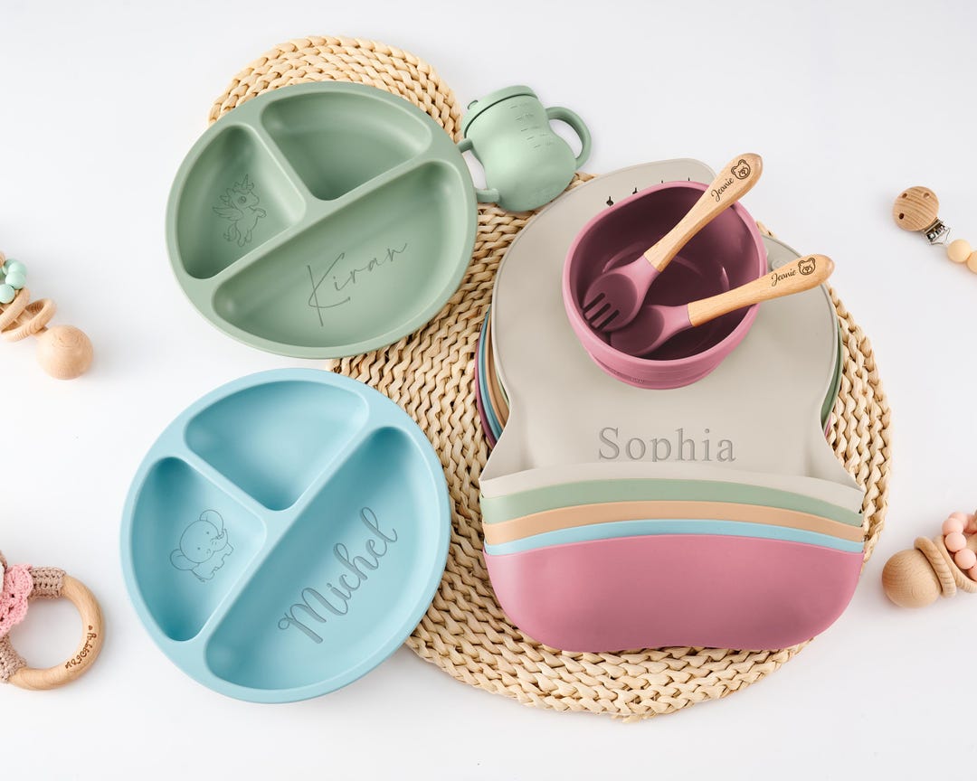 Personalized Silicone Baby Weaning Kit, Unique Custom Design Feeding ...