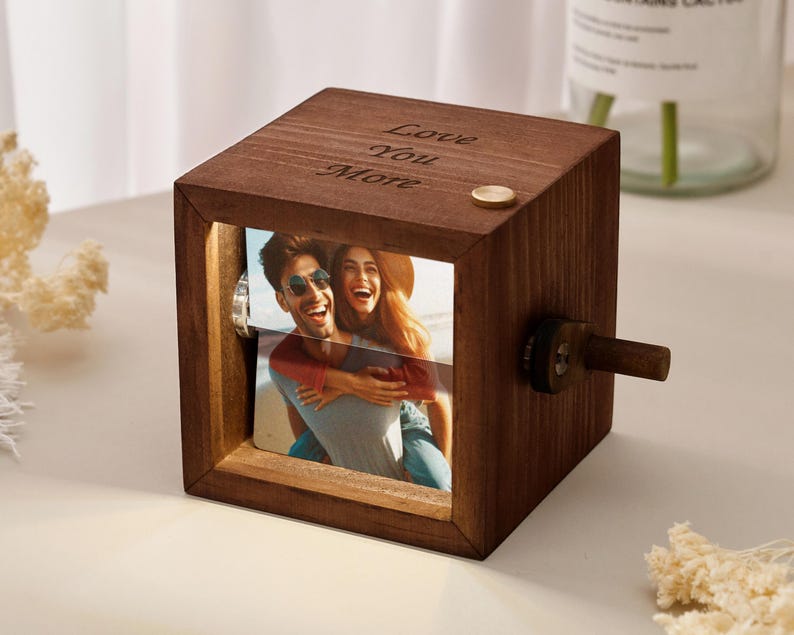 Wooden Flip Book Picture Box With Light, Personalized Moving Photo ...