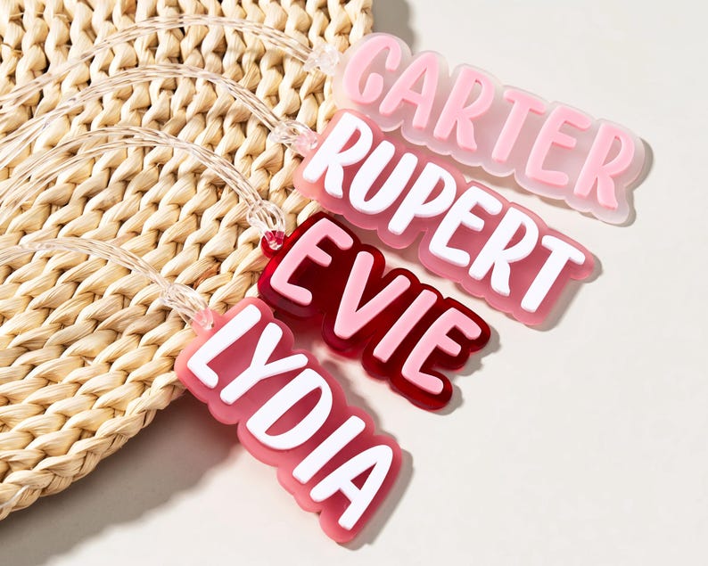 Personalized Bag Name Tag Keychain, Backpack Name Tag Charm for Her ...