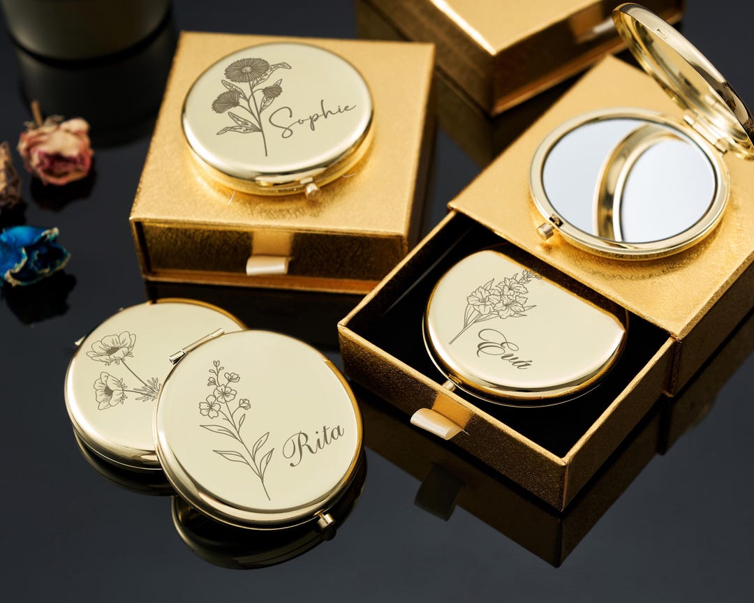 Elegant Personalized Compact Mirror, Engraved Pocket Makeup Mirror ...