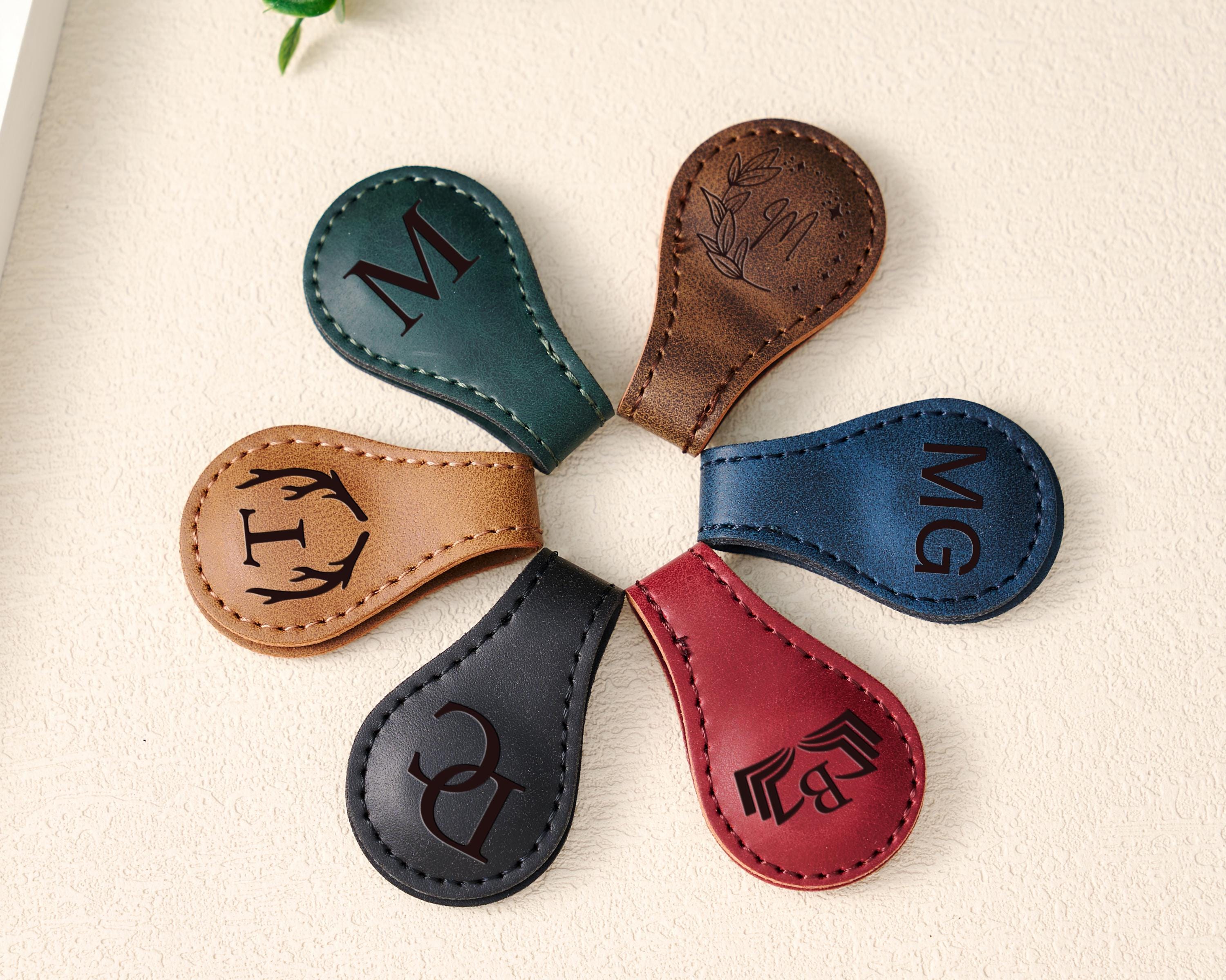 Engraved Leather Magnetic Bookmark, Personalized Handmade Book Marker ...