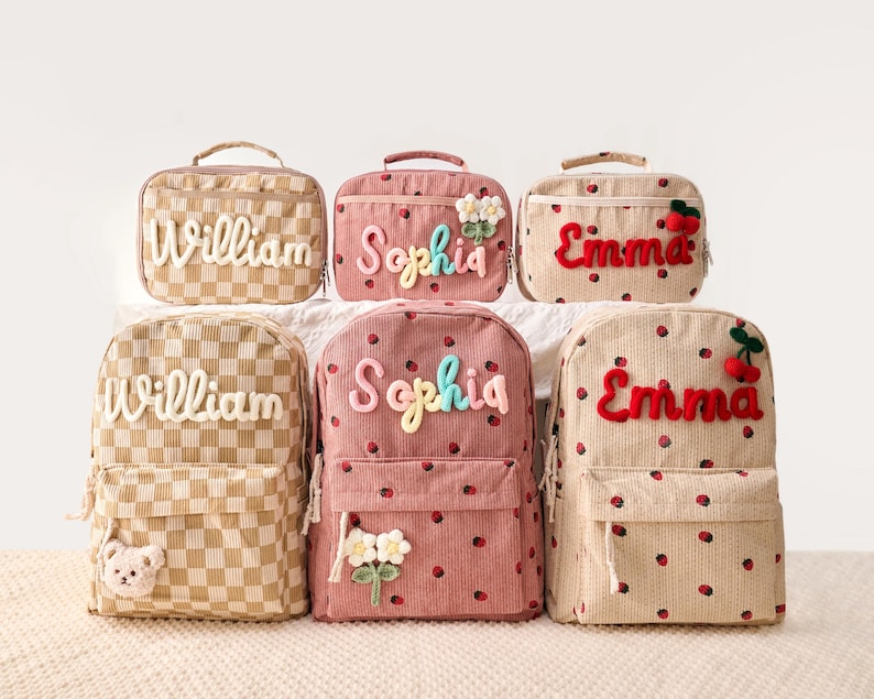 Personalized Toddler Backpack & Lunch Bag Set, Embroidered Name Kids ...