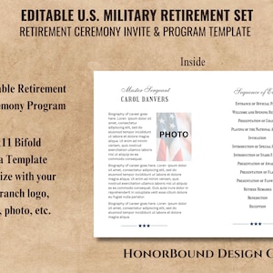 Editable Military Retirement Ceremony Canva Template Set | Customizable ...