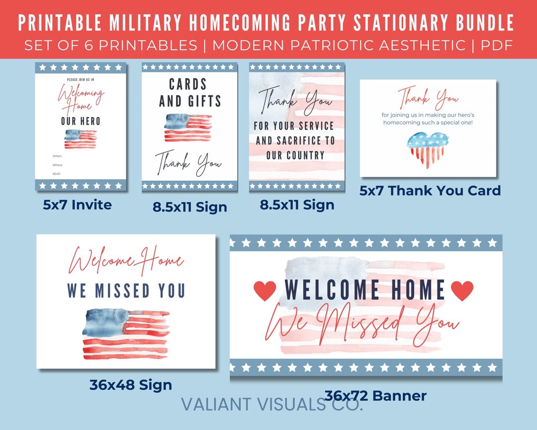 Printable Military Homecoming Party Set | Welcome Home Party Invitation ...