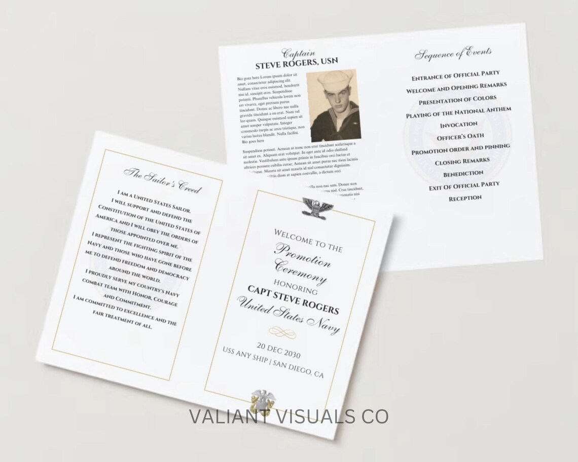 Custom U.S. Navy Promotion Ceremony Bifold Program | Personalized Navy ...