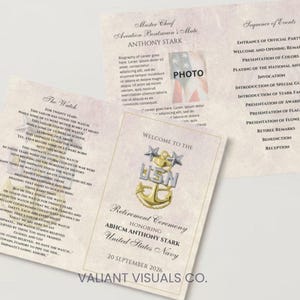 US Navy Retirement Ceremony Program Template | Editable 8.5x11 Bifold ...