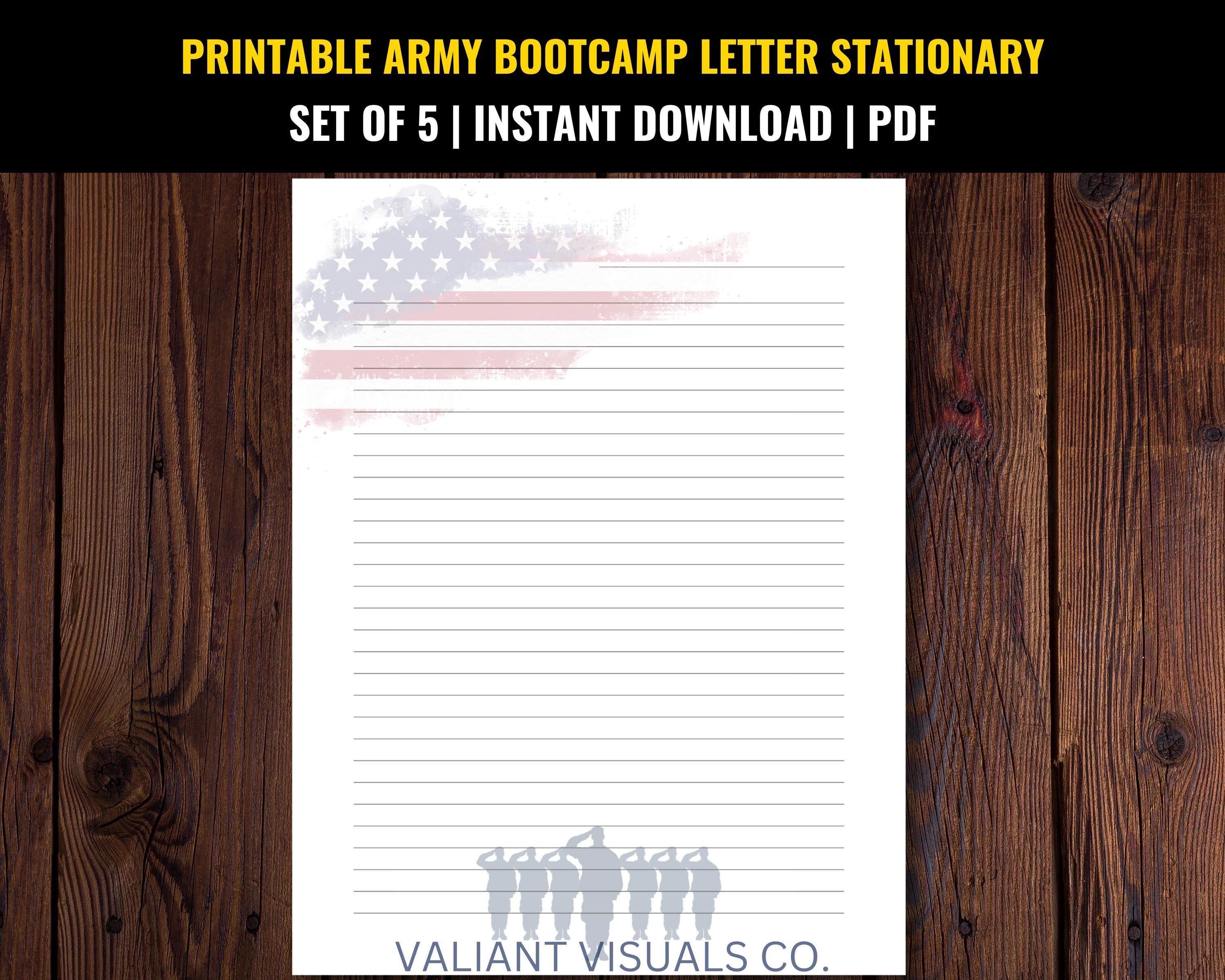 U.S. Army Boot Camp Letter Stationery Set | 5 Patriotic Designs ...