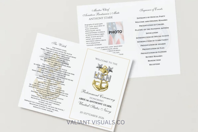 Custom Military Retirement Invitation + Program Set | Editable Canva ...