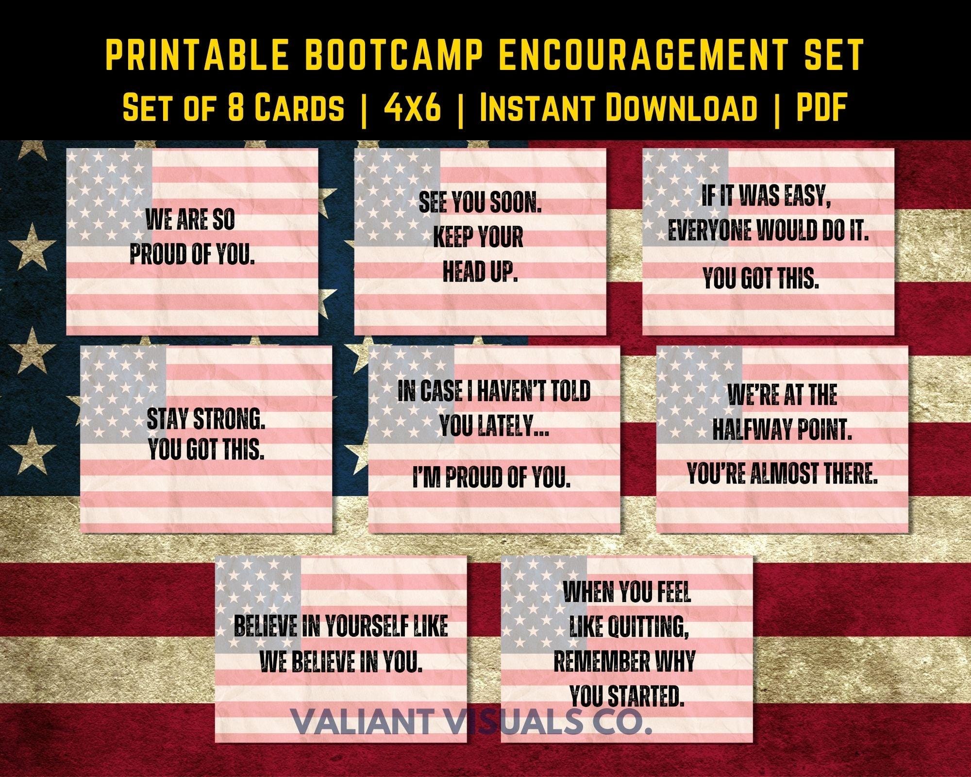 Bootcamp Encouragement Cards | Printable 4x6 Military Support Notes ...