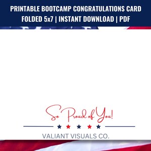Patriotic Bootcamp Graduation Card | Printable 5x7 Folded ...