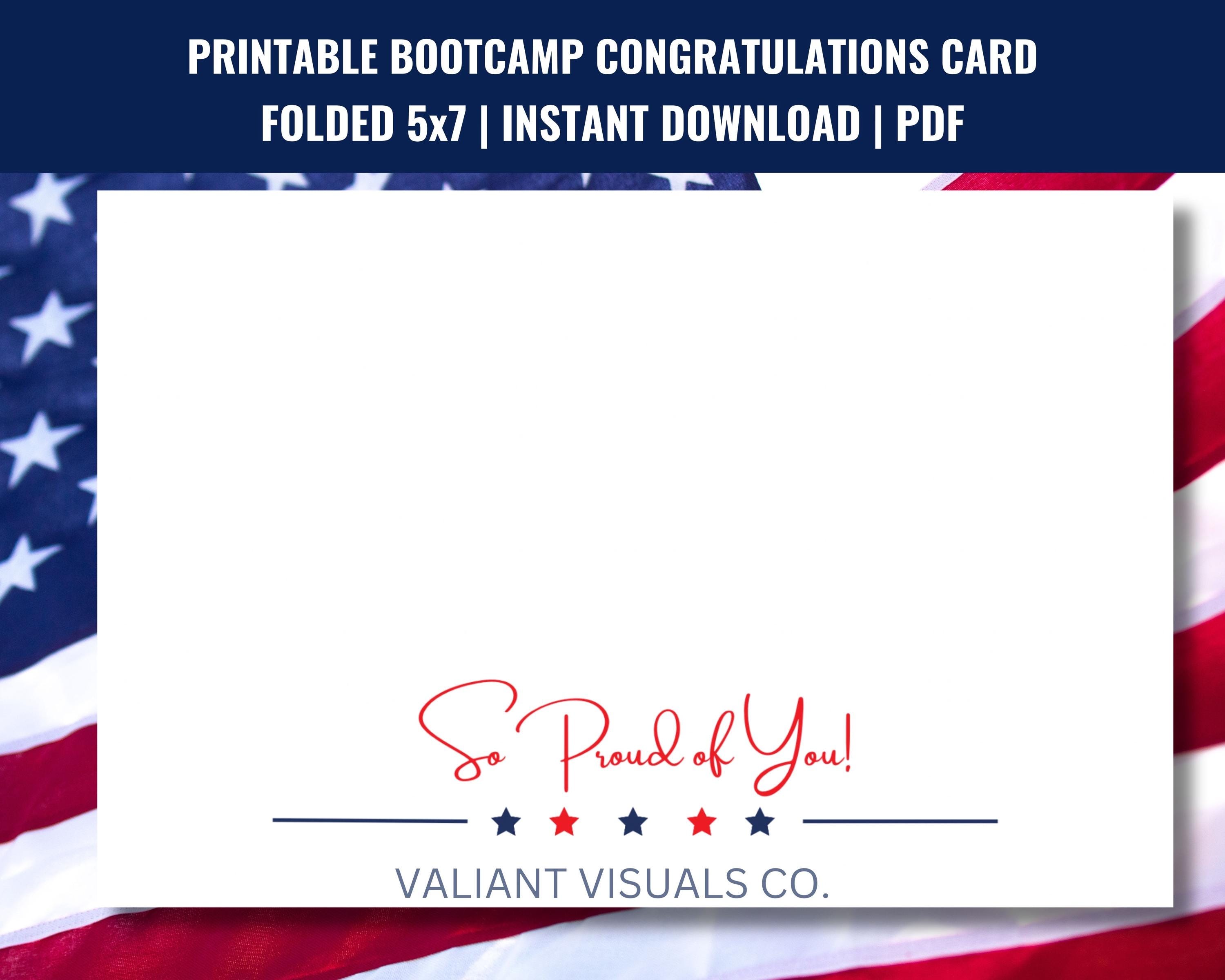 Patriotic Bootcamp Graduation Card | Printable 5x7 Folded ...