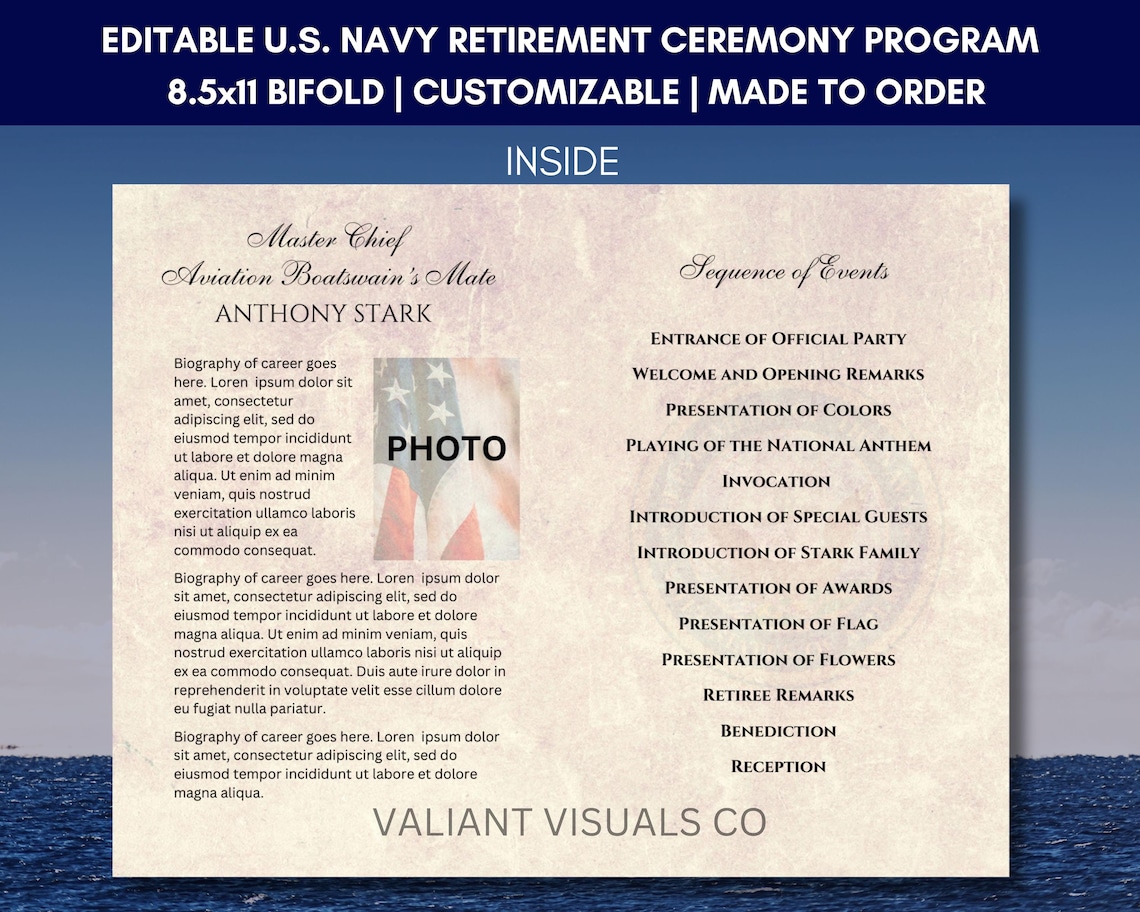Custom U.S. Navy Retirement Ceremony Program | Personalized Navy ...
