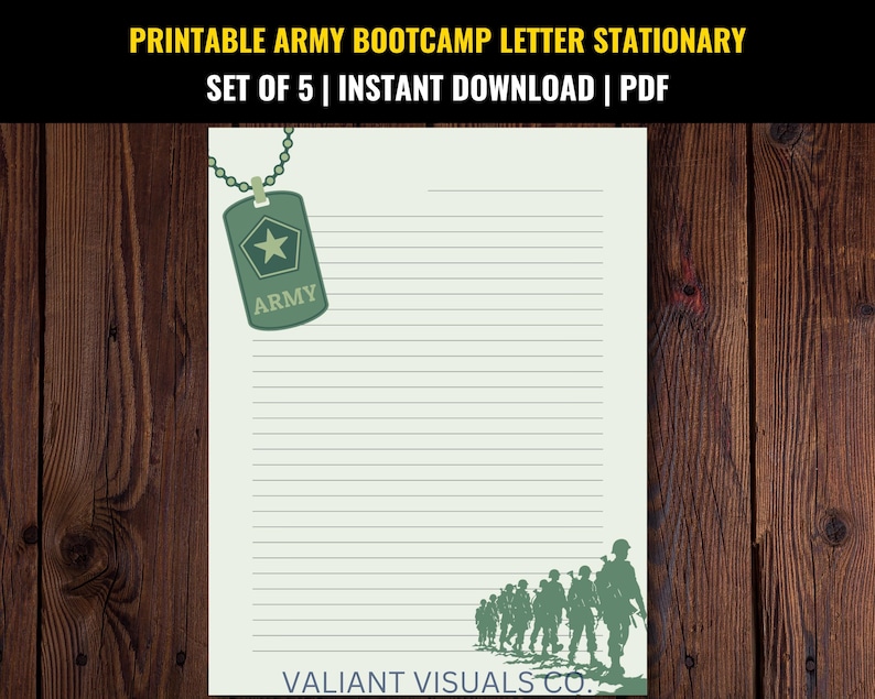 U.S. Army Boot Camp Letter Stationery Set | 5 Patriotic Designs ...
