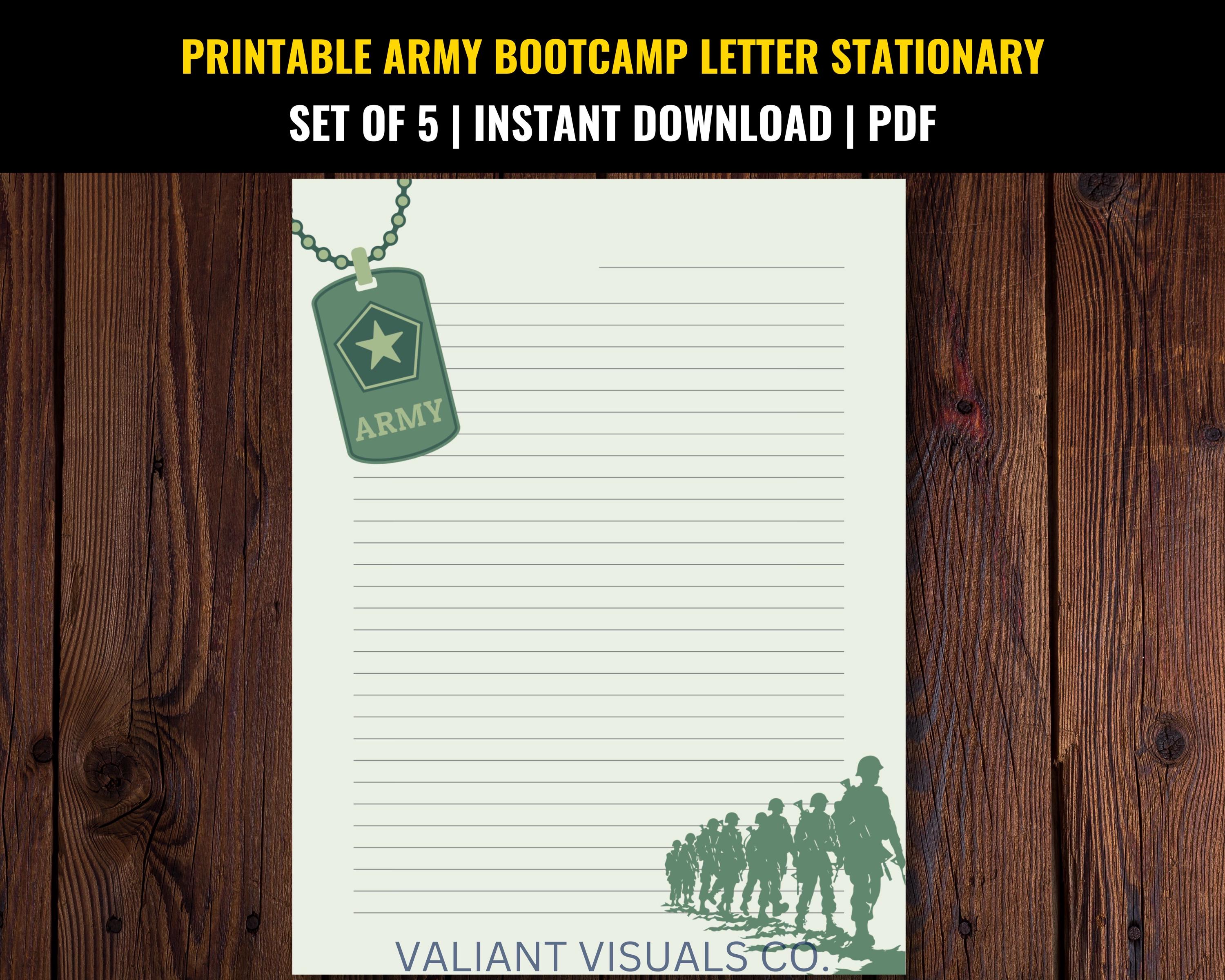 U.S. Army Boot Camp Letter Stationery Set | 5 Patriotic Designs ...